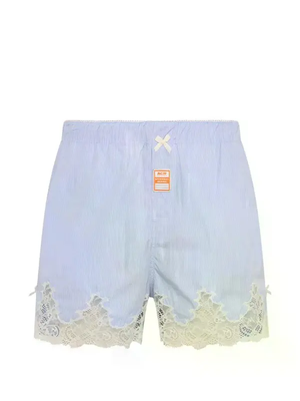 Martine Rose Lace Striped Shorts - Blue