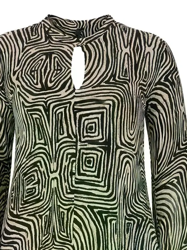 ELENA MIRÒ Geometric Print Keyhole Blouse