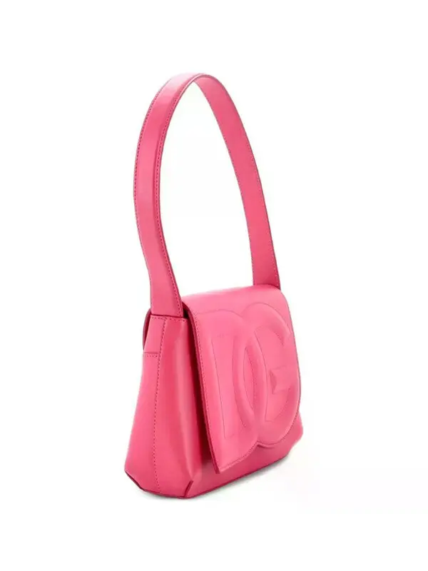Dolce & Gabbana Dg Logo Flap Hobo Leather Shoulder Bag - Pink