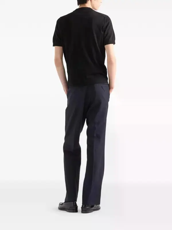 Prada Cotton Crew Neck Sweater With Embroidered Logo