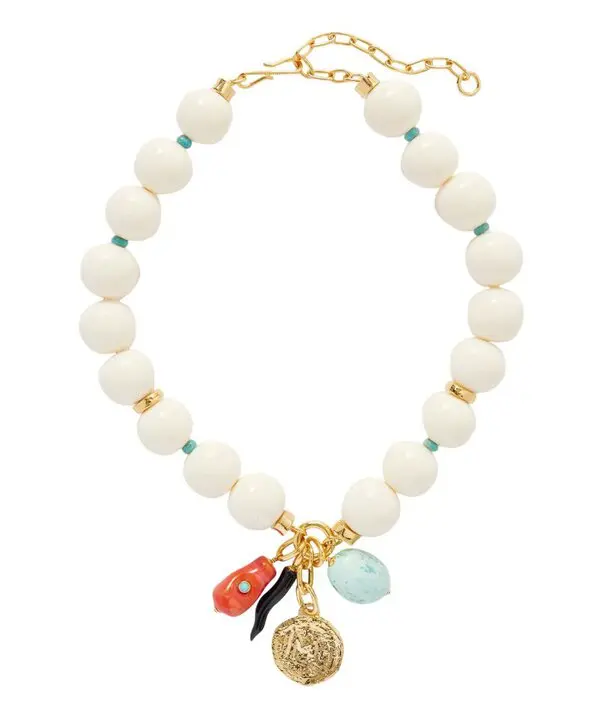LIZZIE FORTUNATO Blanca Gold-tone, Turquoise, And Agate Beaded Necklace - Multi