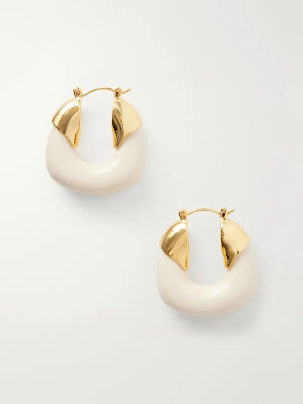LIZZIE FORTUNATO Alabaster And Gold-tone Hoop Earrings - White