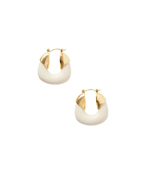 LIZZIE FORTUNATO Alabaster Gold-tone And Resin Hoop Earrings - White