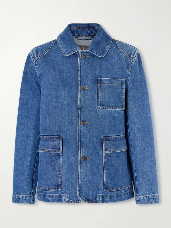 Loro Piana Cotton And Silk-blend Denim Jacket - Blue