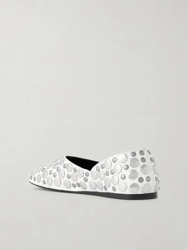Khaite Jane Studded Leather Flats - White
