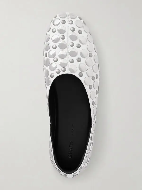 Khaite Jane Studded Leather Flats - White
