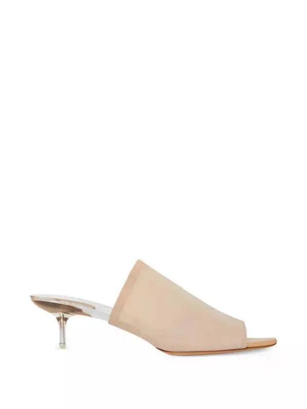 COURREGES Square-toe Kitten Heel Sandals - Neutrals