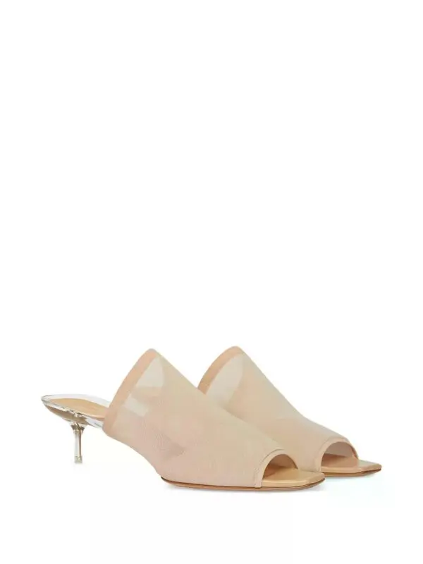 COURREGES Square-toe Kitten Heel Sandals - Neutrals