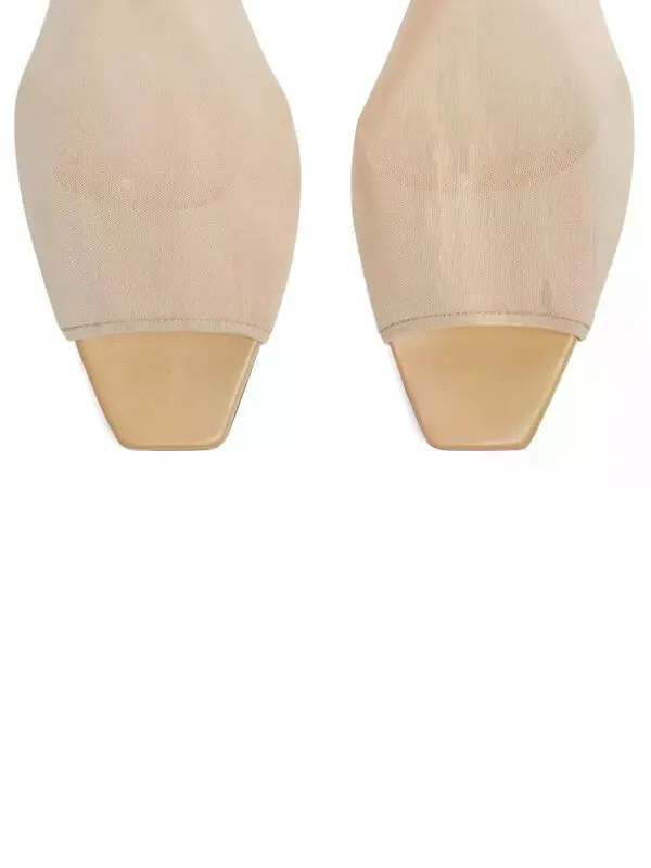 COURREGES Square-toe Kitten Heel Sandals - Neutrals