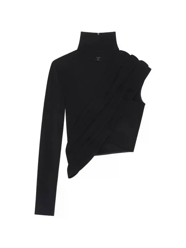 COURREGES Asymmetrical-sleeve Cropped Top