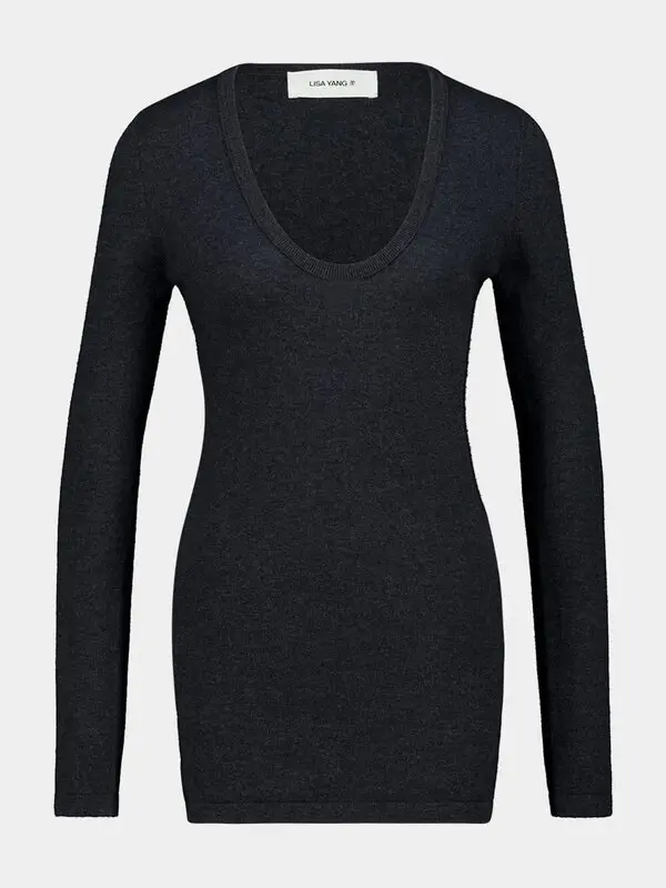 LISA YANG Cotton Cashmere Amalea Sweater - Grey