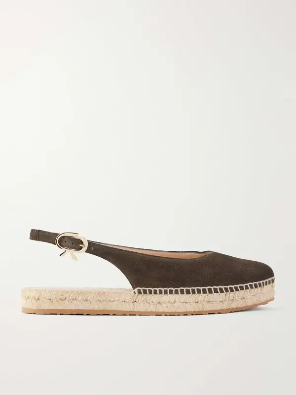 GIANVITO ROSSI Paz Suede Slingback Espadrilles - Army Green