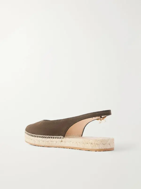 GIANVITO ROSSI Paz Suede Slingback Espadrilles - Green