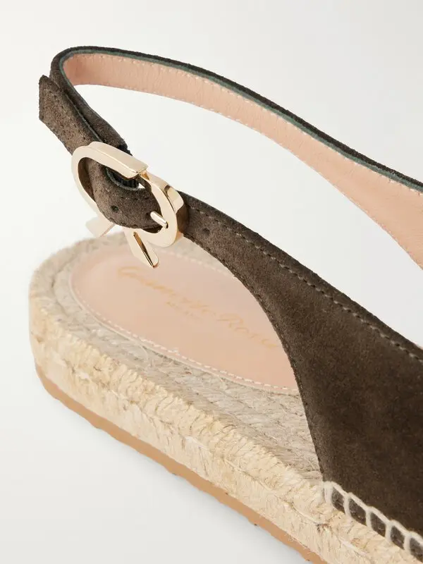 GIANVITO ROSSI Paz Suede Slingback Espadrilles - Green