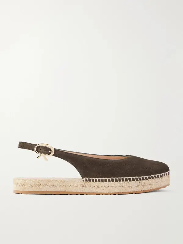 GIANVITO ROSSI Paz Suede Slingback Espadrilles - Green