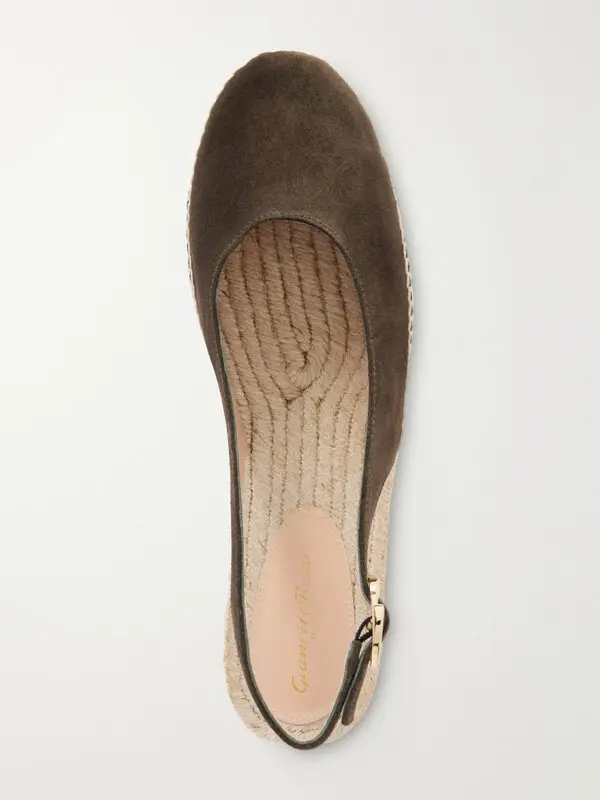 GIANVITO ROSSI Paz Suede Slingback Espadrilles - Green