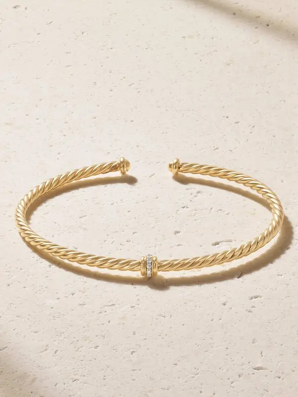 David Yurman Cablespira Diamond Bracelet - Gold