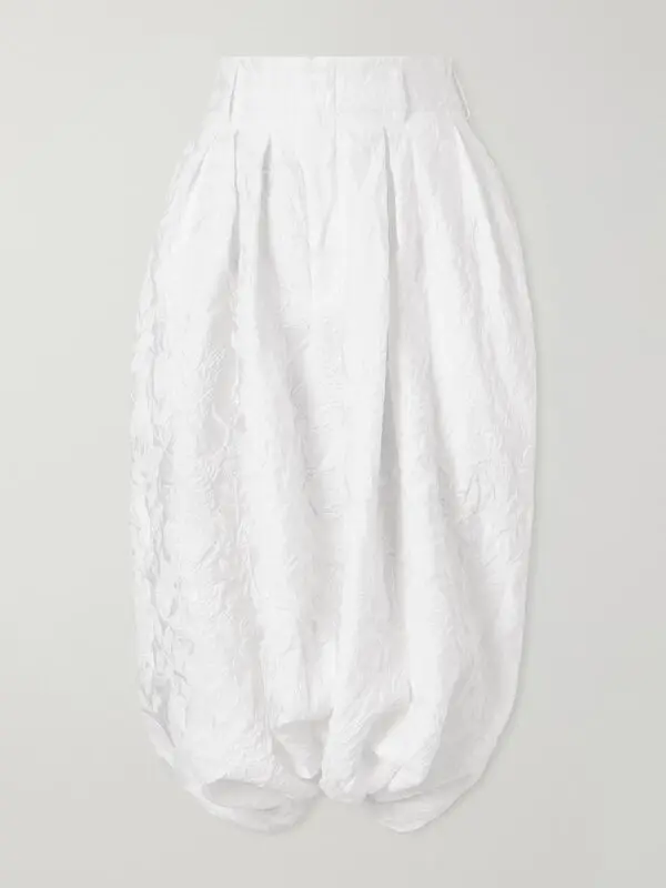 Comme Des Garçons Pleated Jacquard-knit Wide-leg Pants - Neutrals