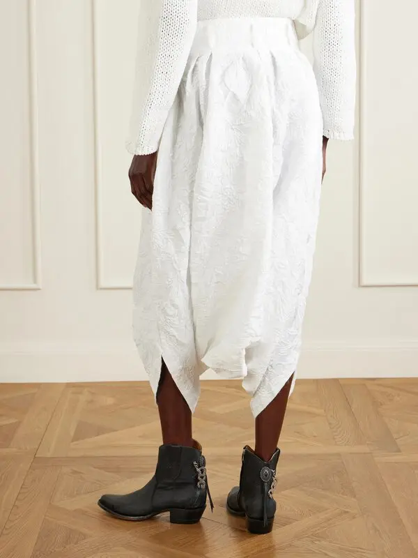 Comme Des Garçons Pleated Jacquard-knit Wide-leg Pants - Neutrals