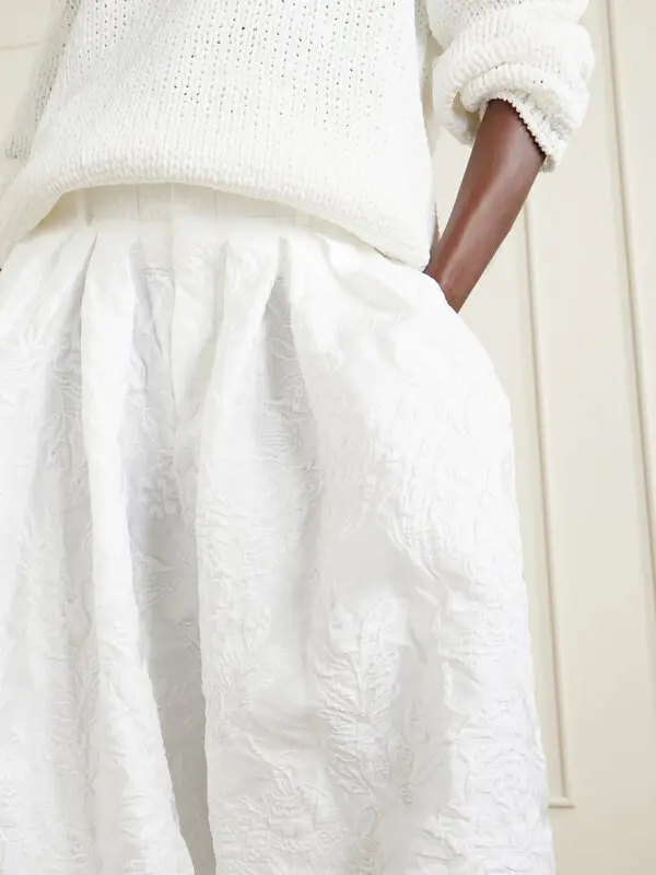 Comme Des Garçons Pleated Jacquard-knit Wide-leg Pants - Neutrals
