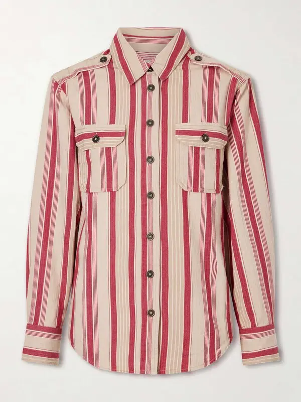 MARANT ETOILE Striped Cotton Shirt - Red