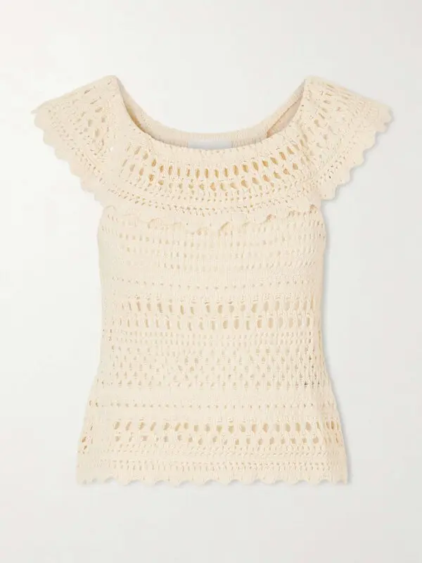 MARANT ETOILE Zaelle Crocheted Cotton-blend Top - Ecru