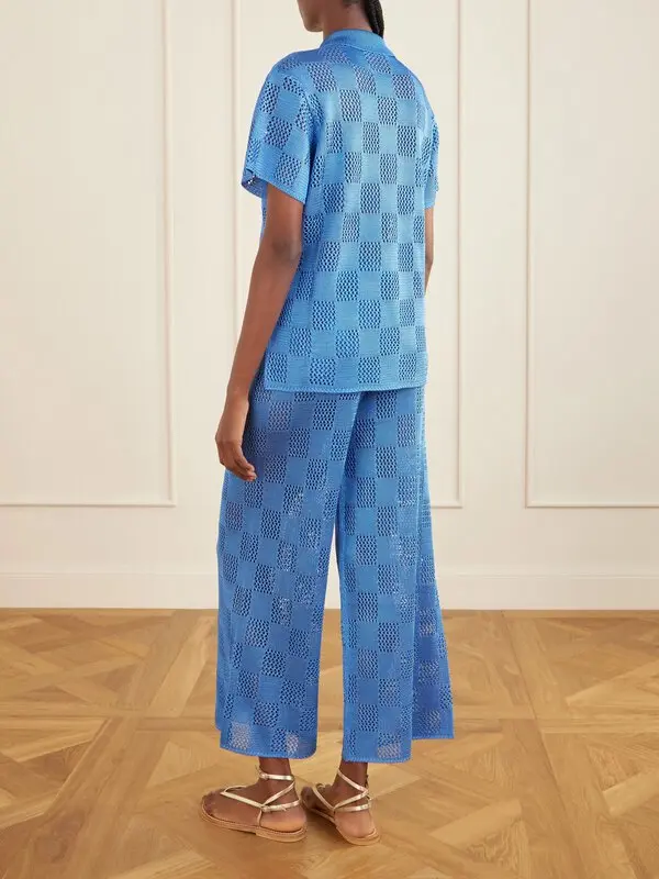 Calle Del Mar Knitted Wide-leg Pants - Blue