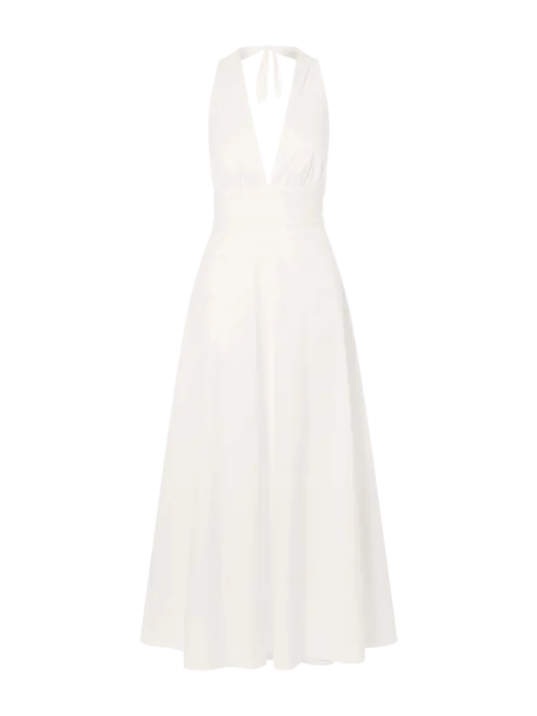Bernadette Marilyn Organic Cotton-blend Poplin Halterneck Maxi Dress - White