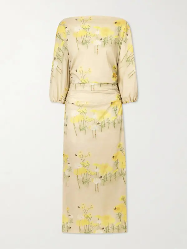 Bernadette Ezra Floral-print Midi Dress - Yellow