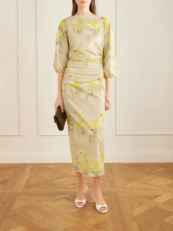 Bernadette Ezra Floral-print Midi Dress - Yellow