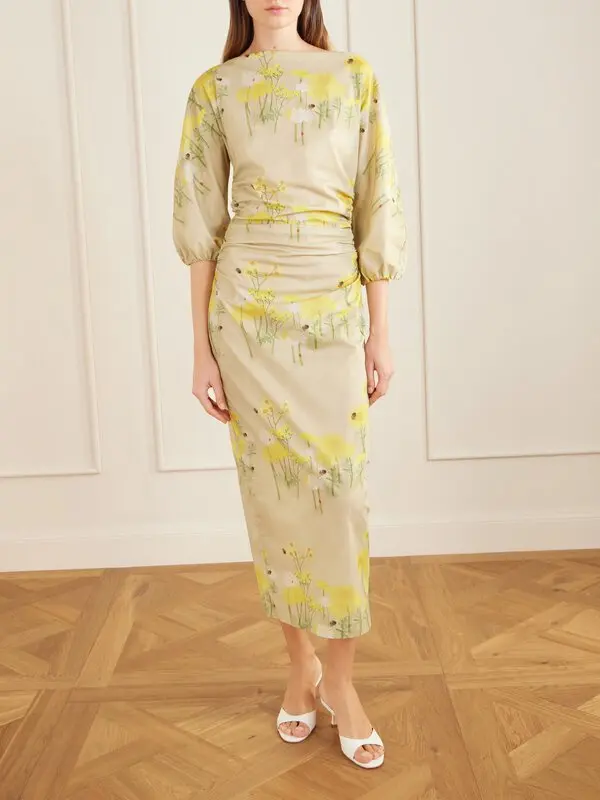 Bernadette Ezra Floral-print Midi Dress - Yellow