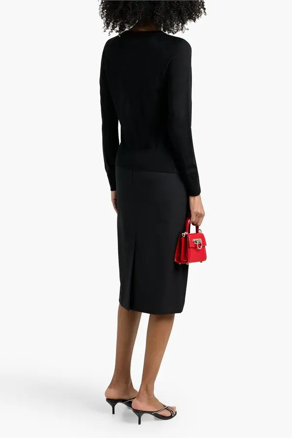 Simone Rocha Crystal-embellished Mesh-paneled Twill Midi Skirt