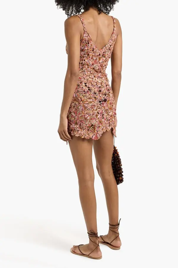 THE ELDER STATESMAN Crocheted Pima Cotton Mini Dress