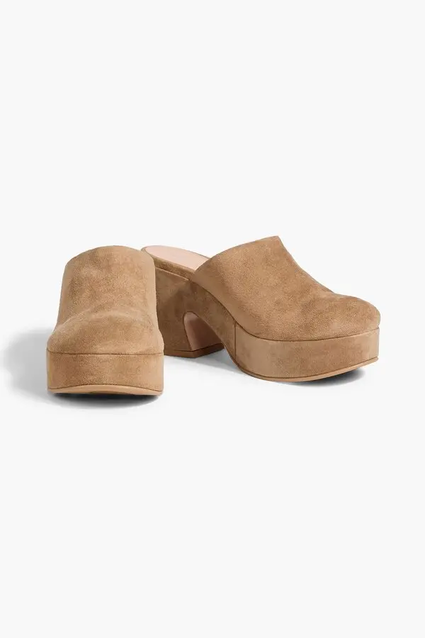 GIANVITO ROSSI Lyss Suede Platform Clogs - Camel