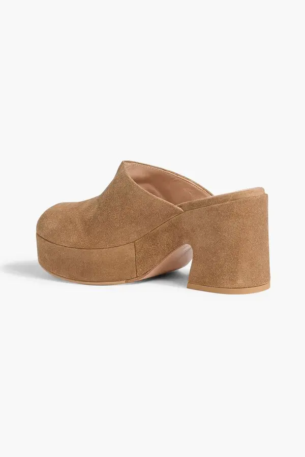 GIANVITO ROSSI Lyss Suede Platform Clogs - Camel