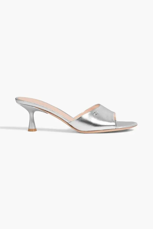 GIANVITO ROSSI Ascent 55 Metallic Leather Mules