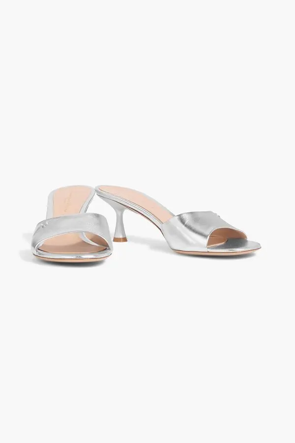 GIANVITO ROSSI Ascent 55 Metallic Leather Mules