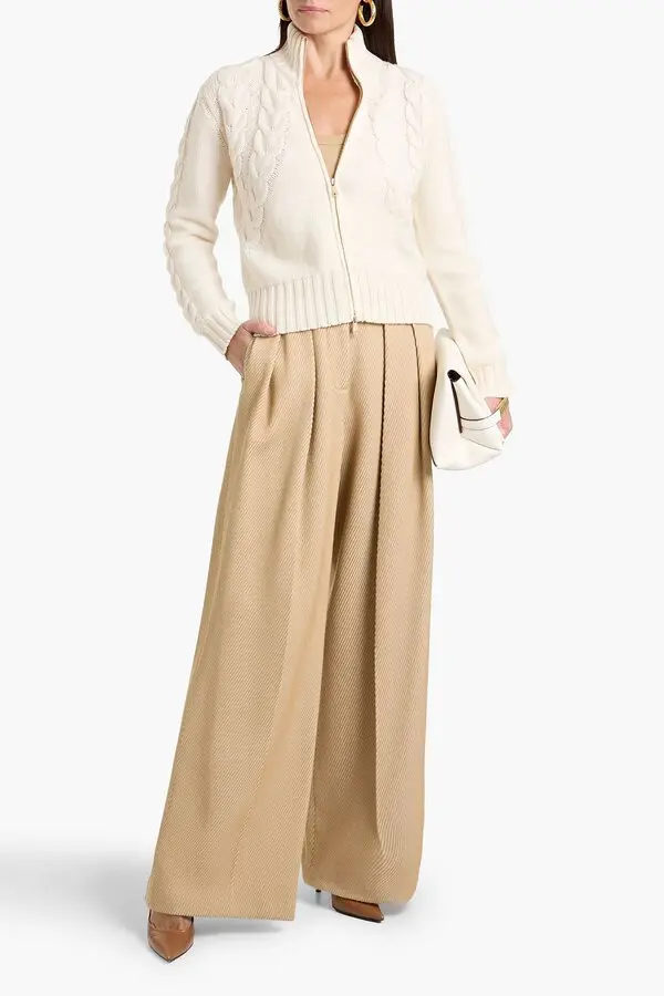 Max Mara Mabel Cable-knit Wool And Cashmere-blend Cardigan