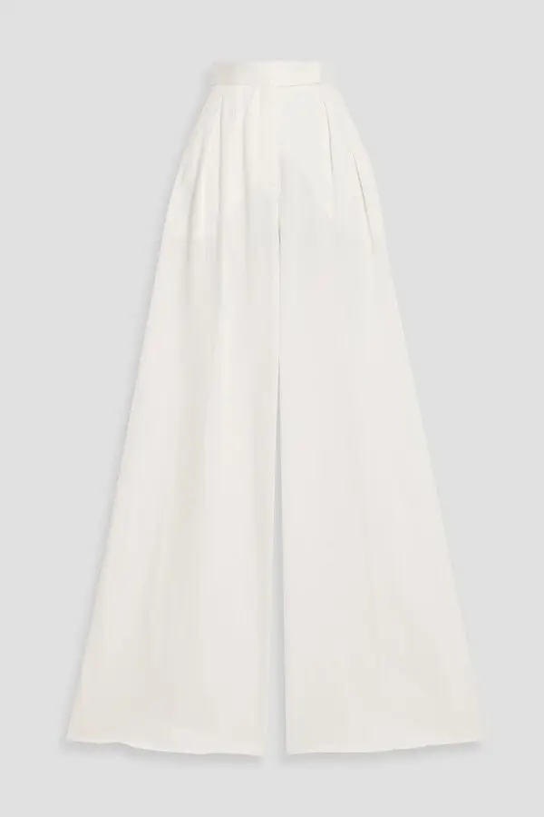 Max Mara Chenzia Pleated Cotton-jacquard Wide-leg Pants - Ecru