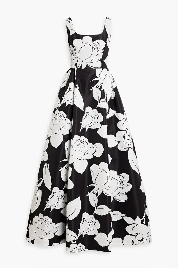 Carolina Herrera Floral-print Faille Gown - Black