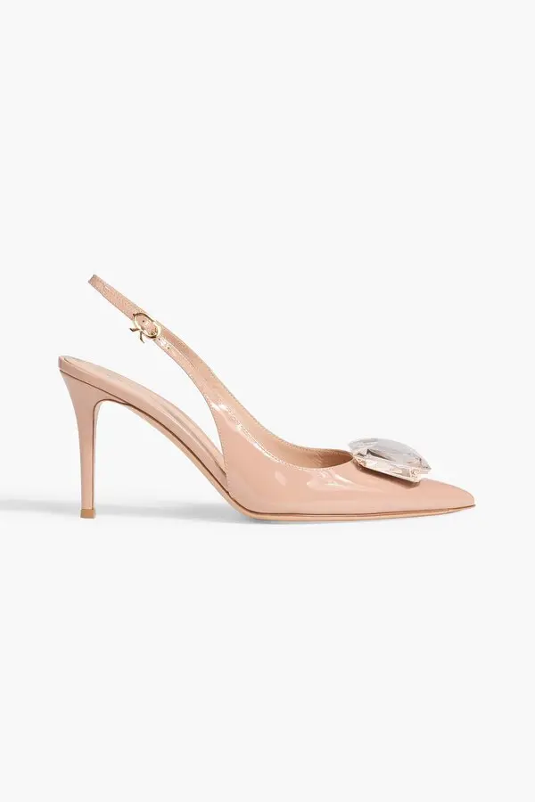 GIANVITO ROSSI Jaipur Crystal-embellished Slingback Pumps - Blush
