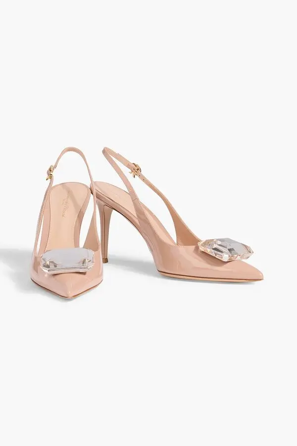 GIANVITO ROSSI Jaipur Crystal-embellished Slingback Pumps - Blush