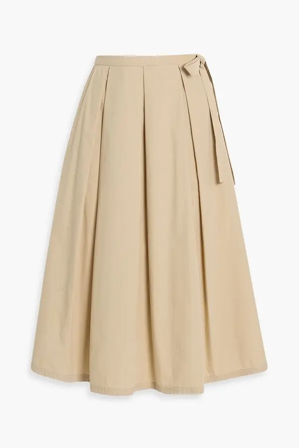 Max Mara Folk Pleated Cotton-poplin Midi Skirt - Sand