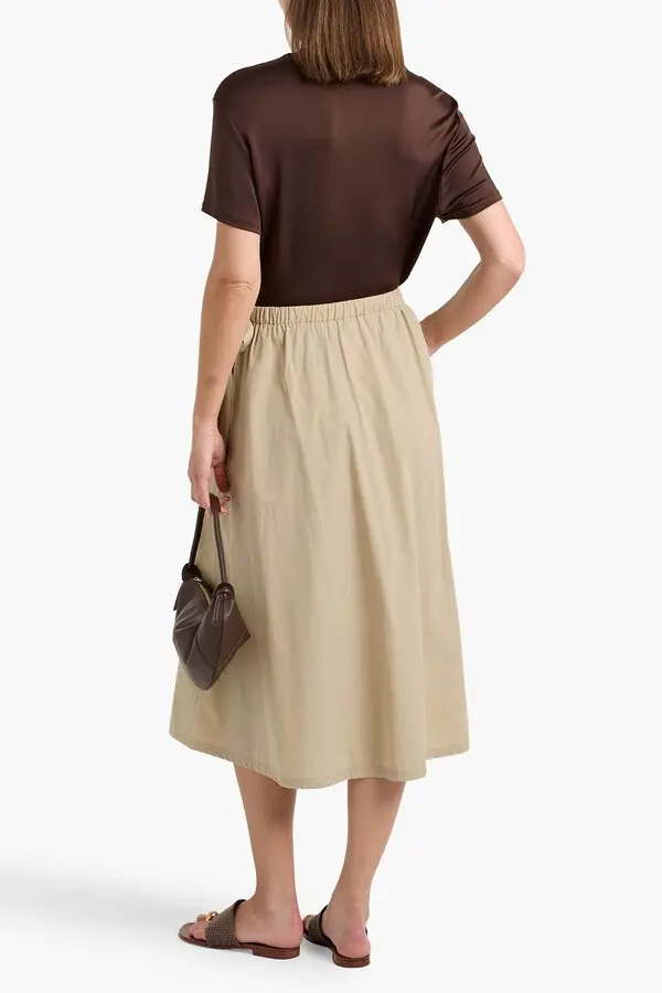 Max Mara Folk Pleated Cotton-poplin Midi Skirt