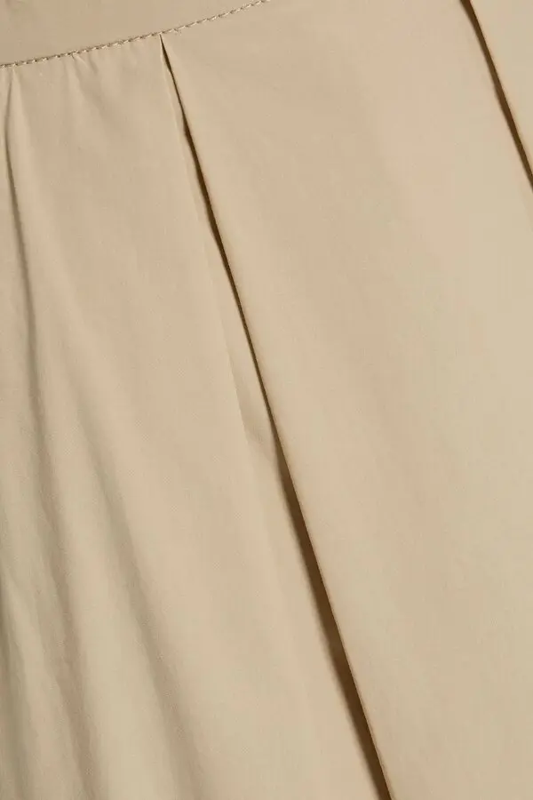 Max Mara Folk Pleated Cotton-poplin Midi Skirt