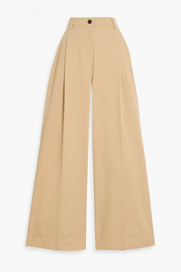 Max Mara Nebbie Pleated Wide-leg Cotton-twill Pants