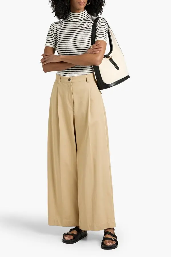 Max Mara Nebbie Pleated Wide-leg Cotton-twill Pants