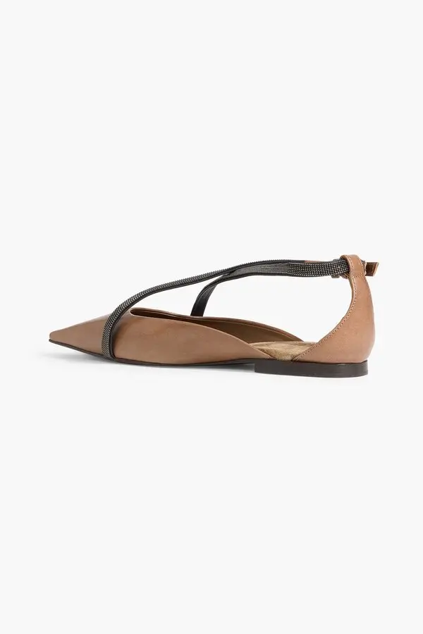 Brunello Cucinelli Bead-embellished Leather Flats