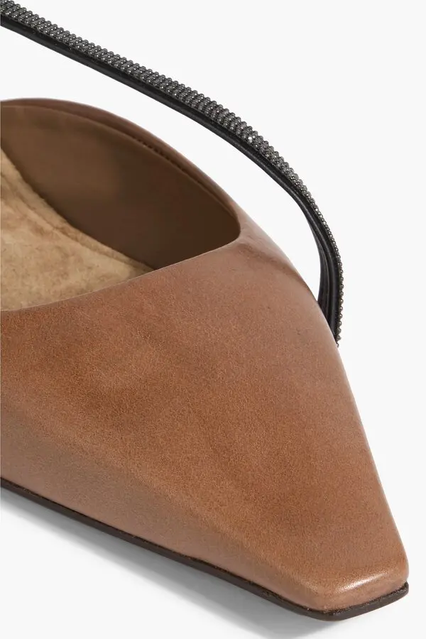 Brunello Cucinelli Bead-embellished Leather Flats