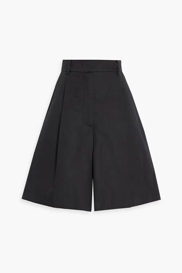Max Mara Ecuba Pleated Cotton And Linenblend Shorts - Black
